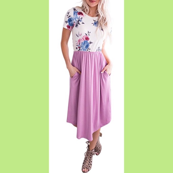 Dresses | Unique Midi Dress Lilac Contrast | Poshmark